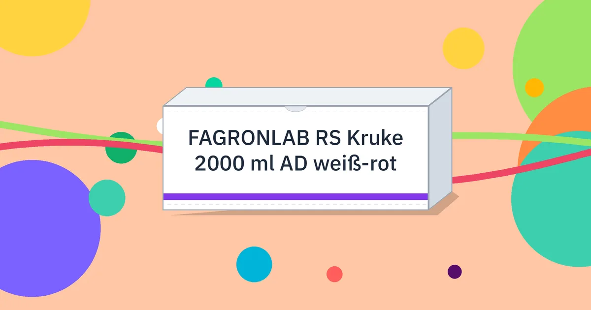 Symbolbild: Packung mit der Aufschrift FAGRONLAB RS Kruke 2000 ml AD weiß-rot (PZN 20362308) – Verfügbarkeit und Bezug in Apotheken in Frankfurt am Main