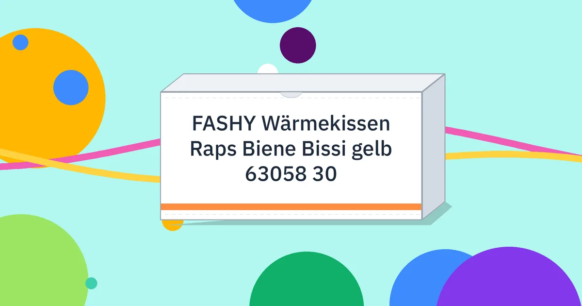Symbolbild: Packung mit der Aufschrift FASHY Wärmekissen Raps Biene Bissi gelb 63058 30 (PZN 18026425) – Verfügbarkeit und Bezug in Apotheken in Frankfurt am Main