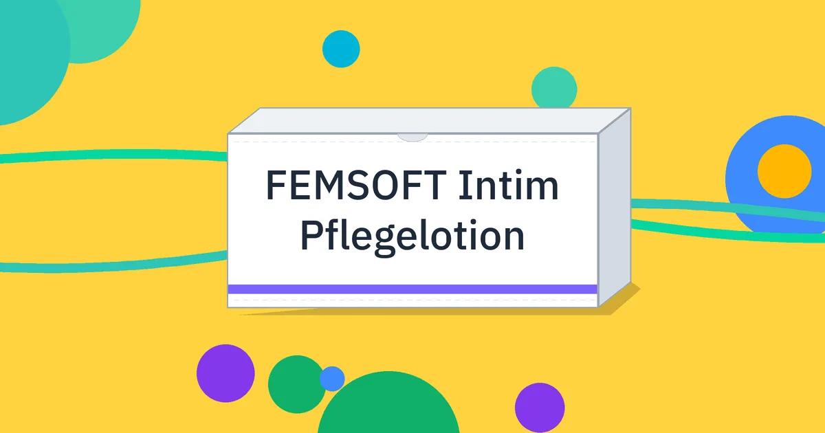Symbolbild: Packung mit der Aufschrift FEMSOFT Intim Pflegelotion (PZN 16359364) – Verfügbarkeit und Bezug in Apotheken in Frankfurt am Main