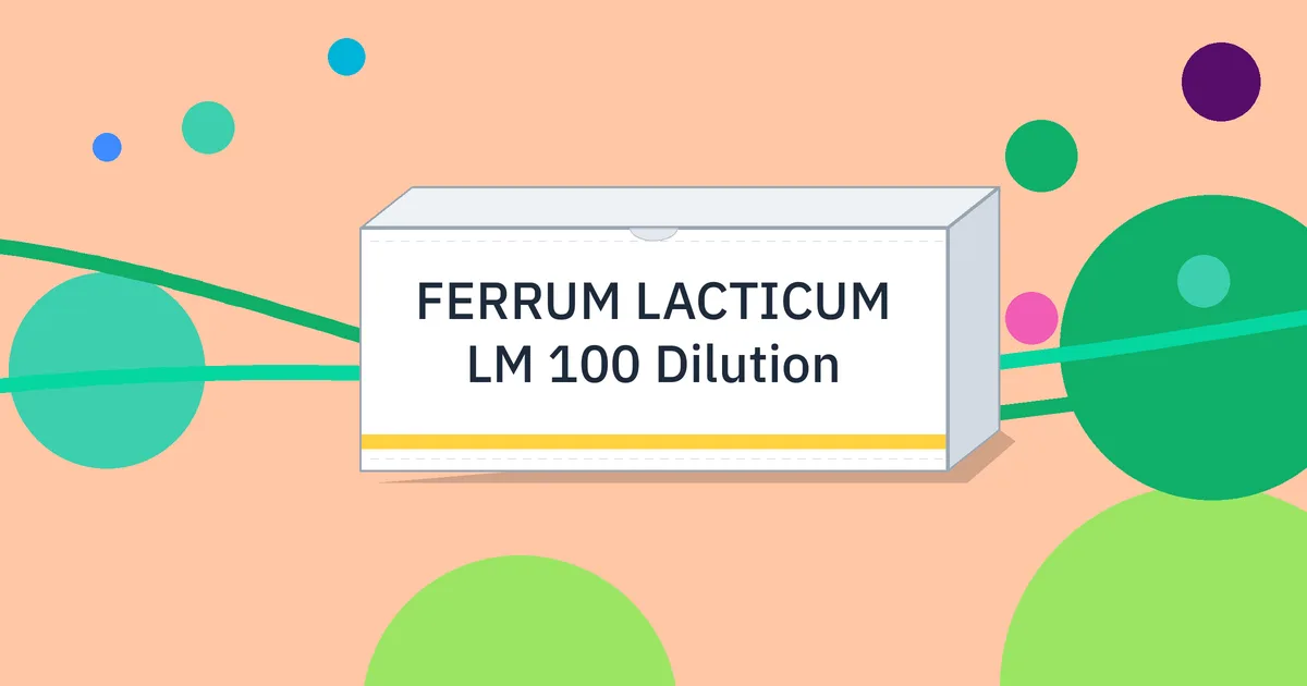 Symbolbild: Packung mit der Aufschrift FERRUM LACTICUM LM 100 Dilution (PZN 12849692) – Verfügbarkeit und Bezug in Apotheken in Frankfurt am Main