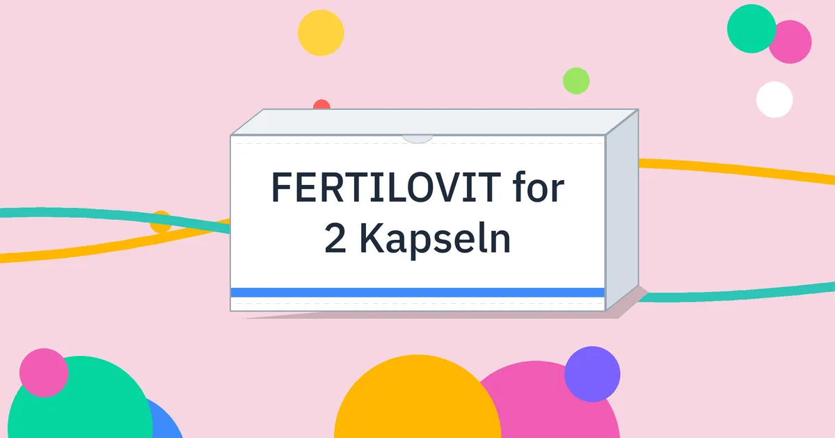 Symbolbild: Packung mit der Aufschrift FERTILOVIT for 2 Kapseln (PZN 19279424) – Verfügbarkeit und Bezug in Apotheken in Frankfurt am Main