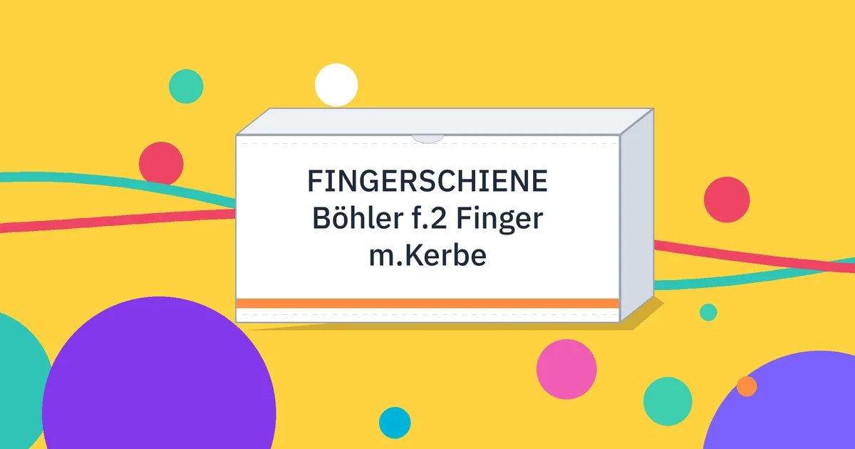 Symbolbild: Packung mit der Aufschrift FINGERSCHIENE Böhler f.2 Finger m.Kerbe (PZN 06996302) – Verfügbarkeit und Bezug in Apotheken in Frankfurt am Main