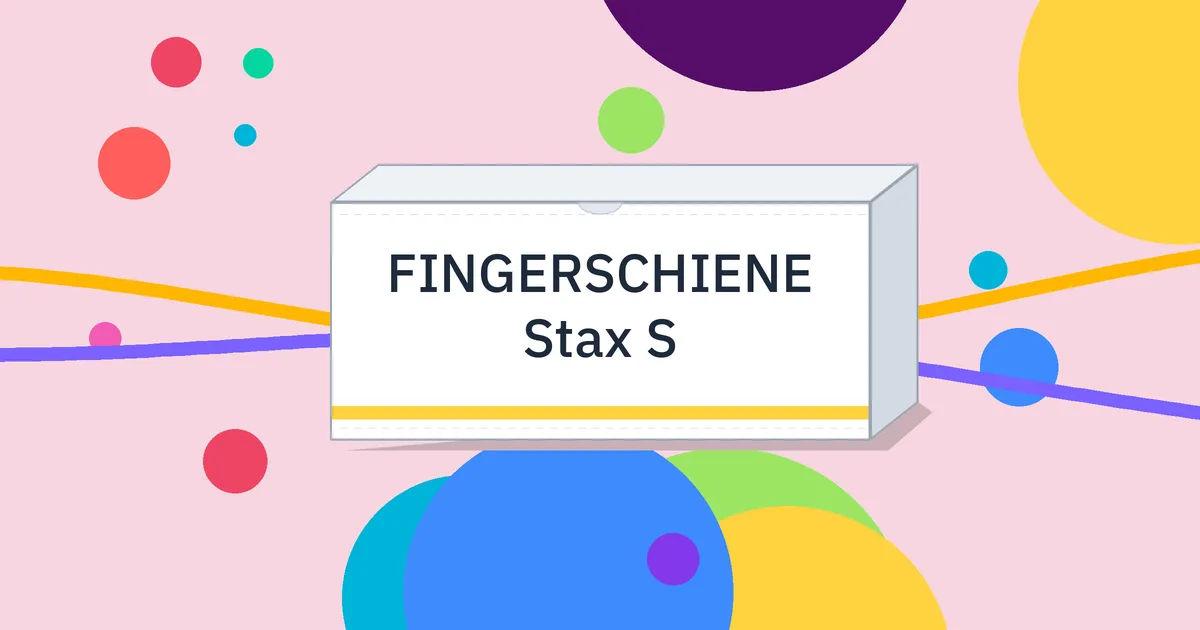 Symbolbild: Packung mit der Aufschrift FINGERSCHIENE Stax S (PZN 19069649) – Verfügbarkeit und Bezug in Apotheken in Frankfurt am Main