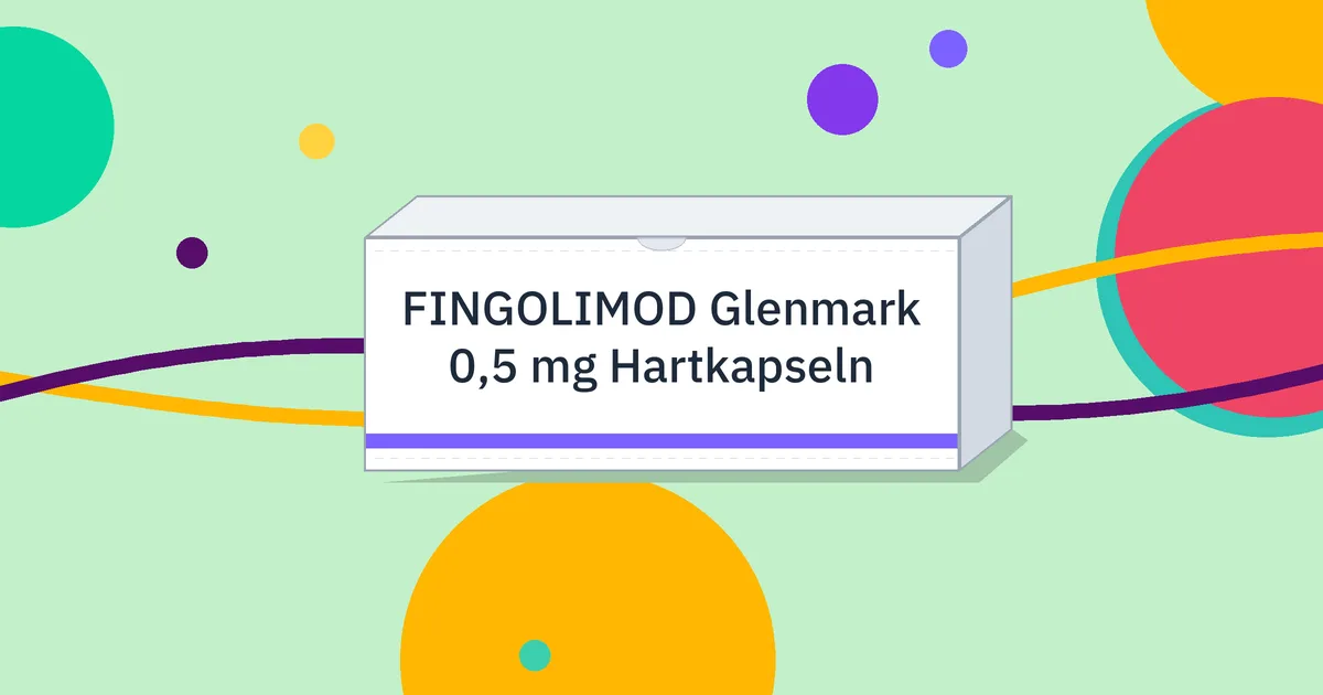 Symbolbild: Packung mit der Aufschrift FINGOLIMOD Glenmark 0,5 mg Hartkapseln (PZN 17305241) – Verfügbarkeit und Bezug in Apotheken in Frankfurt am Main