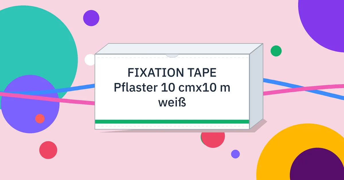 Symbolbild: Packung mit der Aufschrift FIXATION TAPE Pflaster 10 cmx10 m weiß (PZN 17559148) – Verfügbarkeit und Bezug in Apotheken in Frankfurt am Main