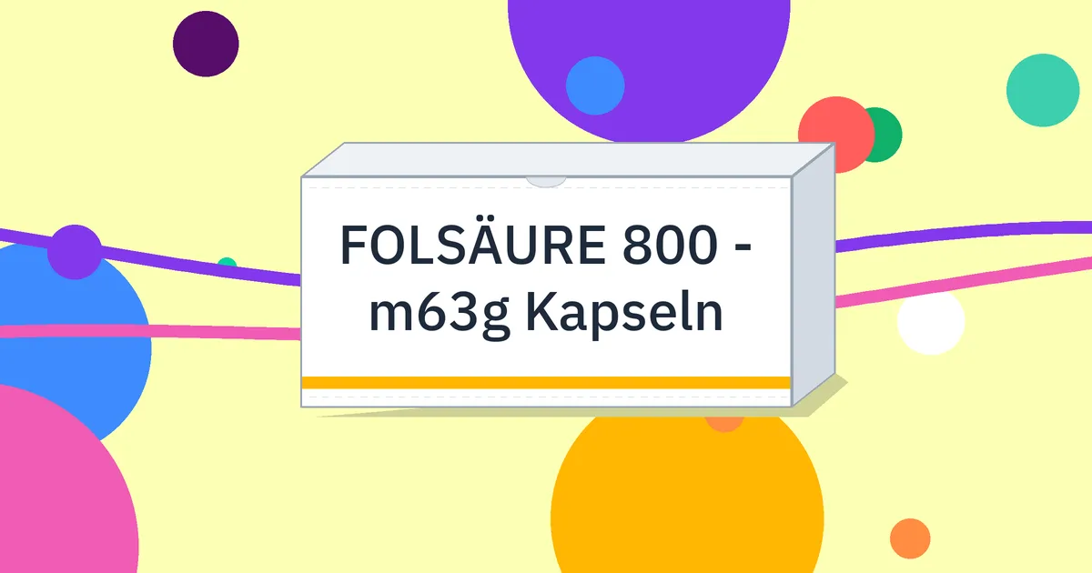 Symbolbild: Packung mit der Aufschrift FOLSÄURE 800 -m63g Kapseln (PZN 19408181) – Verfügbarkeit und Bezug in Apotheken in Frankfurt am Main