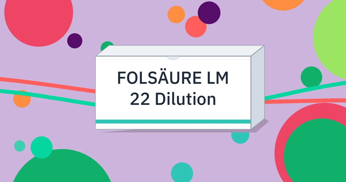 Symbolbild: Packung mit der Aufschrift FOLSÄURE LM 22 Dilution (PZN 12873236) – Verfügbarkeit und Bezug in Apotheken in Frankfurt am Main