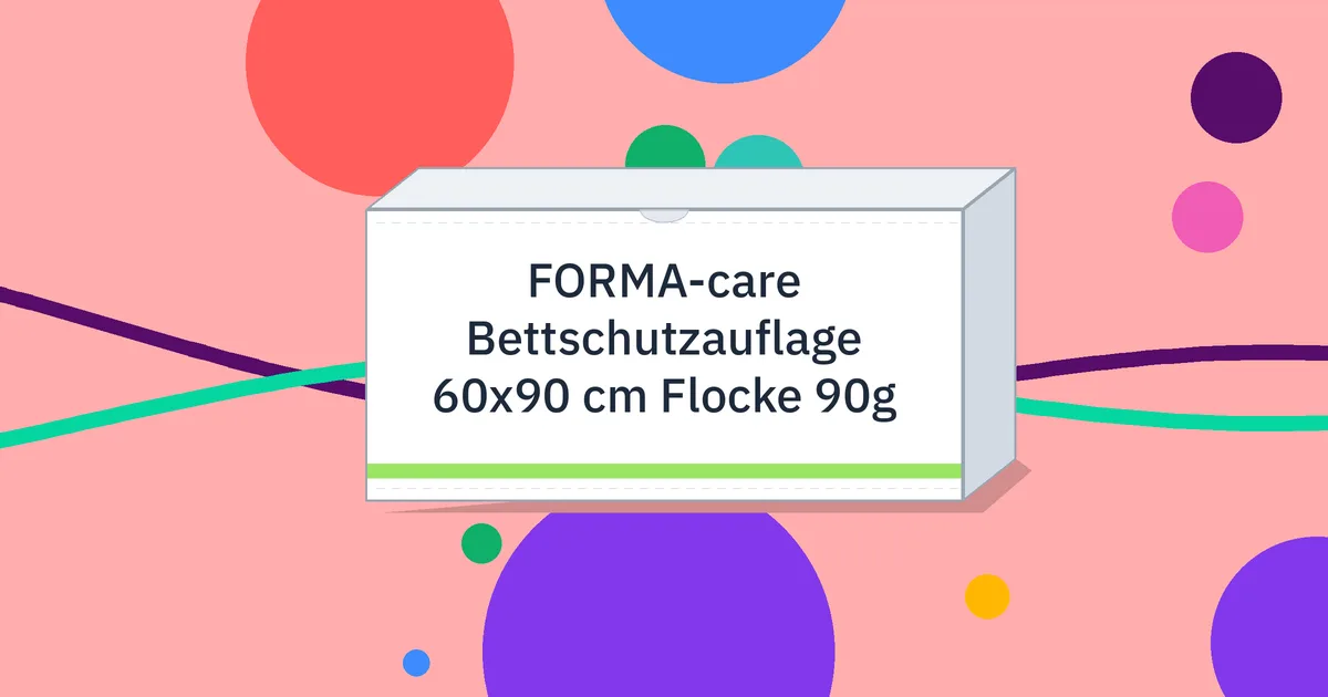 Symbolbild: Packung mit der Aufschrift FORMA-care Bettschutzauflage 60x90 cm Flocke 90g (PZN 18675017) – Verfügbarkeit und Bezug in Apotheken in Frankfurt am Main