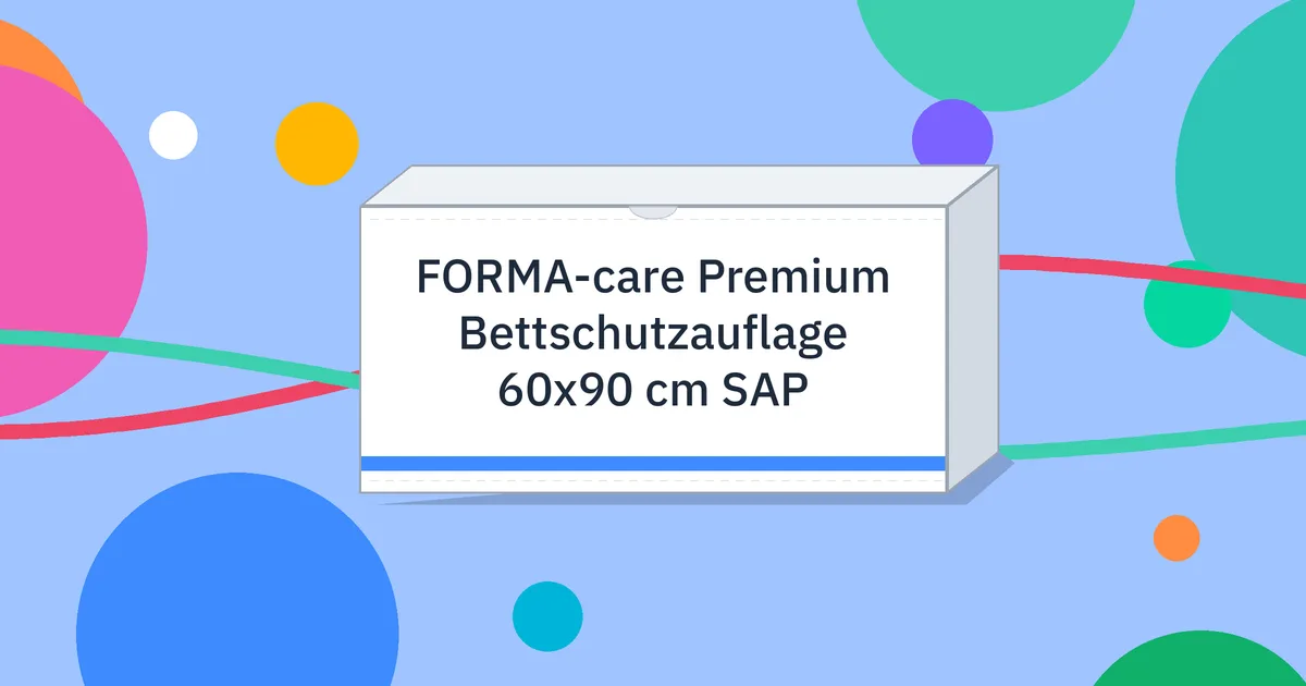 Symbolbild: Packung mit der Aufschrift FORMA-care Premium Bettschutzauflage 60x90 cm SAP (PZN 18449746) – Verfügbarkeit und Bezug in Apotheken in Frankfurt am Main