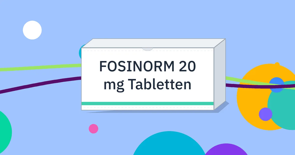 Symbolbild: Packung mit der Aufschrift FOSINORM 20 mg Tabletten (PZN 04428077) – Verfügbarkeit und Bezug in Apotheken in Frankfurt am Main