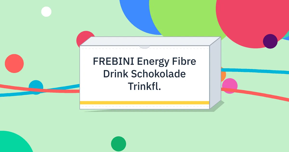 Symbolbild: Packung mit der Aufschrift FREBINI Energy Fibre Drink Schokolade Trinkfl. (PZN 15565848) – Verfügbarkeit und Bezug in Apotheken in Frankfurt am Main