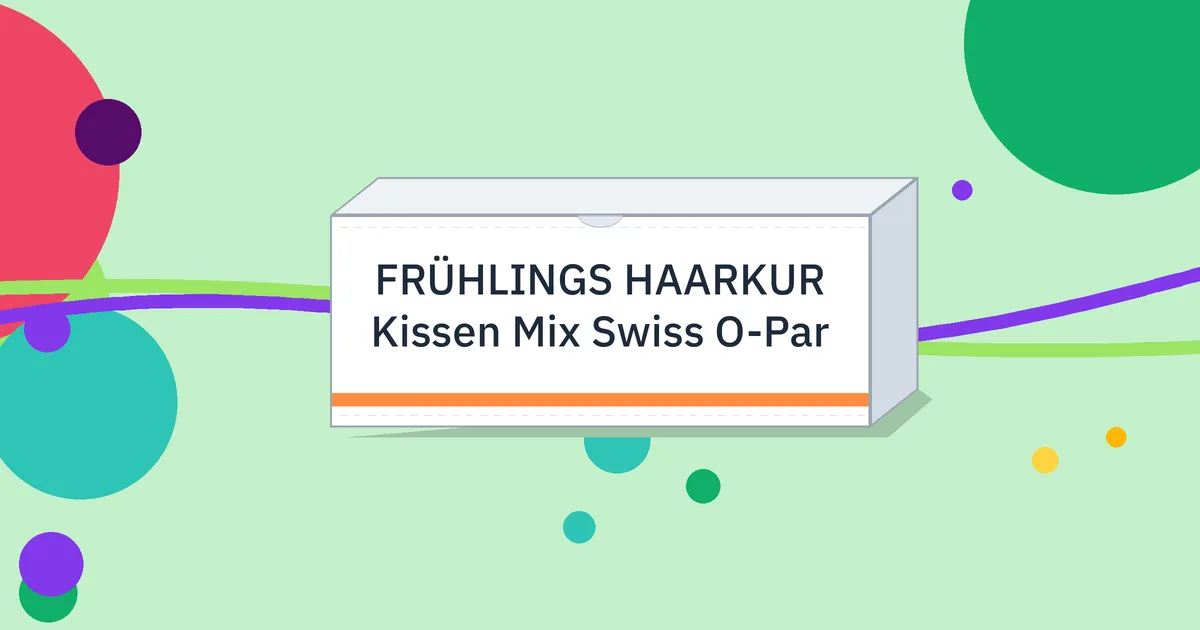 Symbolbild: Packung mit der Aufschrift FRÜHLINGS HAARKUR Kissen Mix Swiss O-Par (PZN 12579577) – Verfügbarkeit und Bezug in Apotheken in Frankfurt am Main