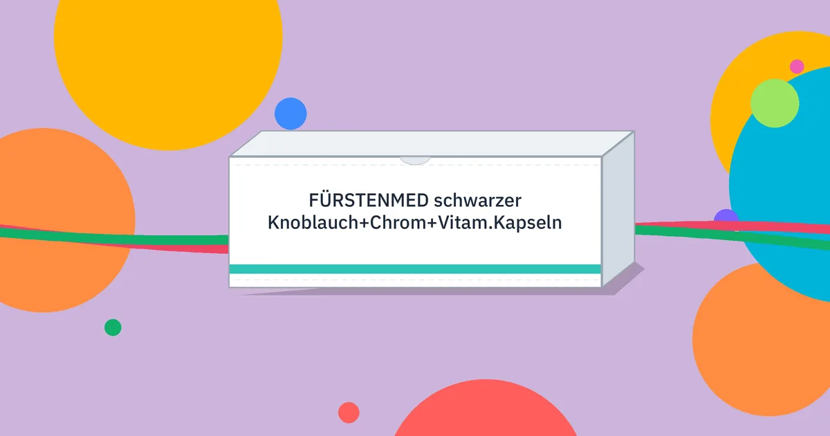 Symbolbild: Packung mit der Aufschrift FÜRSTENMED schwarzer Knoblauch+Chrom+Vitam.Kapseln (PZN 17276657) – Verfügbarkeit und Bezug in Apotheken in Frankfurt am Main
