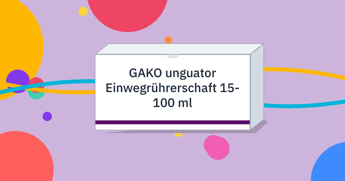 Symbolbild: Packung mit der Aufschrift GAKO unguator Einwegrührerschaft 15-100 ml (PZN 11603687) – Verfügbarkeit und Bezug in Apotheken in Frankfurt am Main