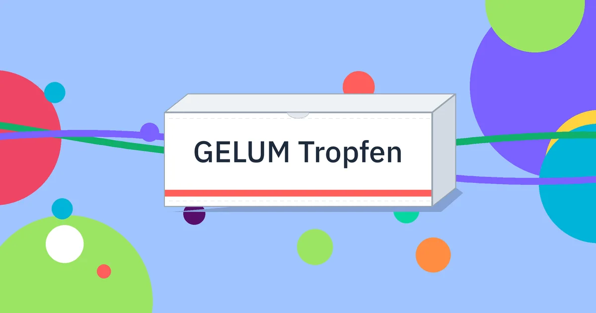 Symbolbild: Packung mit der Aufschrift GELUM Tropfen (PZN 04261944) – Verfügbarkeit und Bezug in Apotheken in Frankfurt am Main