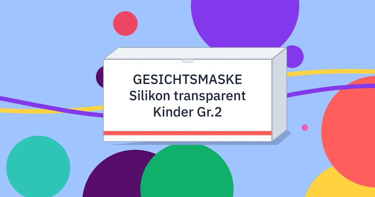 Symbolbild: Packung mit der Aufschrift GESICHTSMASKE Silikon transparent Kinder Gr.2 (PZN 02475888) – Verfügbarkeit und Bezug in Apotheken in Frankfurt am Main