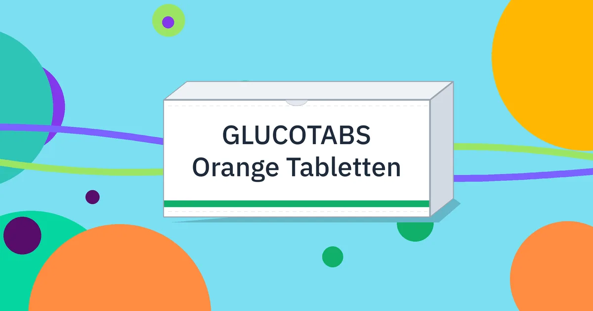 Symbolbild: Packung mit der Aufschrift GLUCOTABS Orange Tabletten (PZN 07411172) – Verfügbarkeit und Bezug in Apotheken in Frankfurt am Main