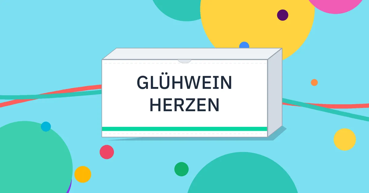 Symbolbild: Packung mit der Aufschrift GLÜHWEIN HERZEN (PZN 15374700) – Verfügbarkeit und Bezug in Apotheken in Frankfurt am Main