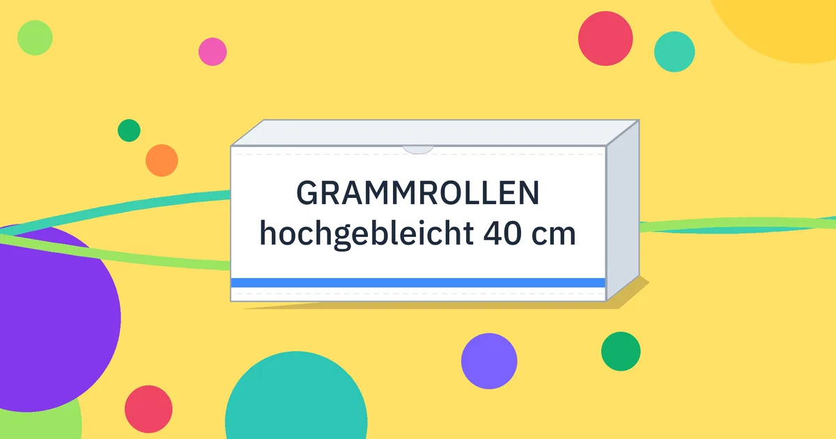 Symbolbild: Packung mit der Aufschrift GRAMMROLLEN hochgebleicht 40 cm (PZN 10066738) – Verfügbarkeit und Bezug in Apotheken in Frankfurt am Main