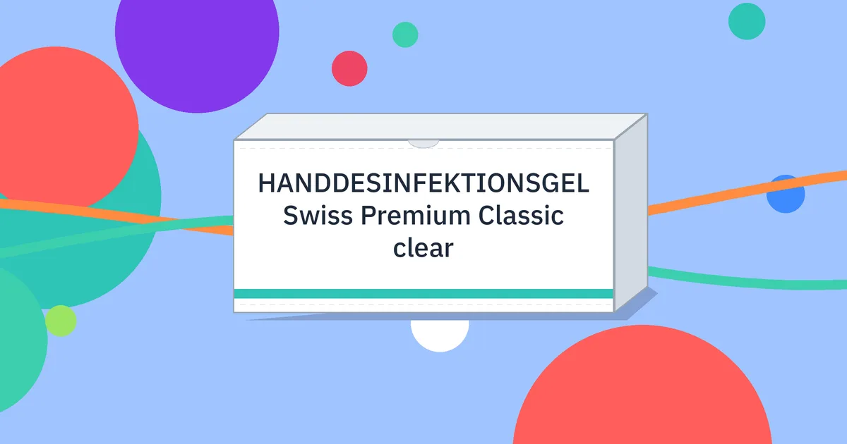 Symbolbild: Packung mit der Aufschrift HANDDESINFEKTIONSGEL Swiss Premium Classic clear (PZN 18053712) – Verfügbarkeit und Bezug in Apotheken in Frankfurt am Main
