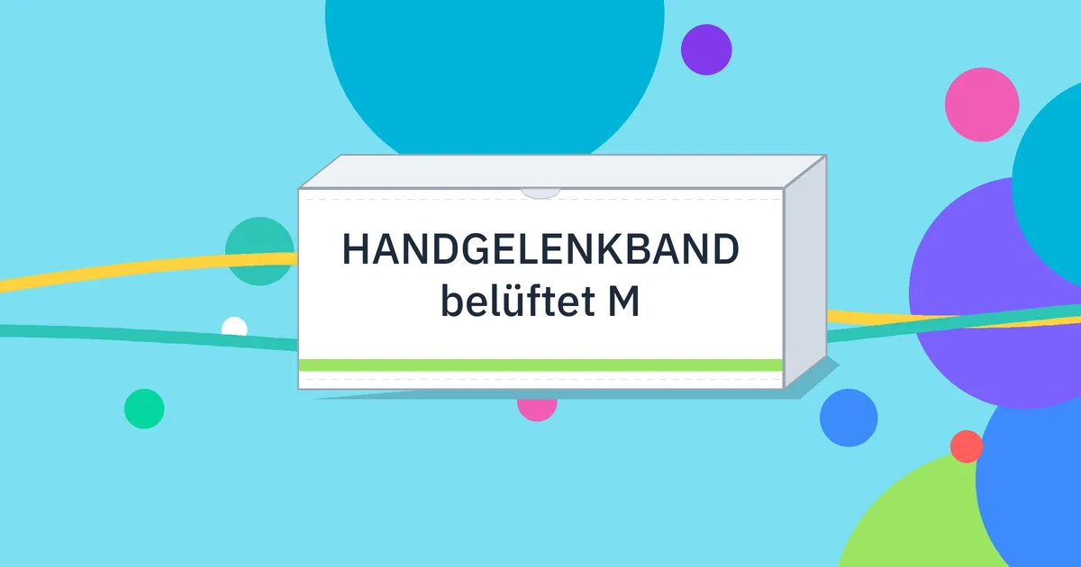 Symbolbild: Packung mit der Aufschrift HANDGELENKBAND belüftet M (PZN 19070078) – Verfügbarkeit und Bezug in Apotheken in Frankfurt am Main