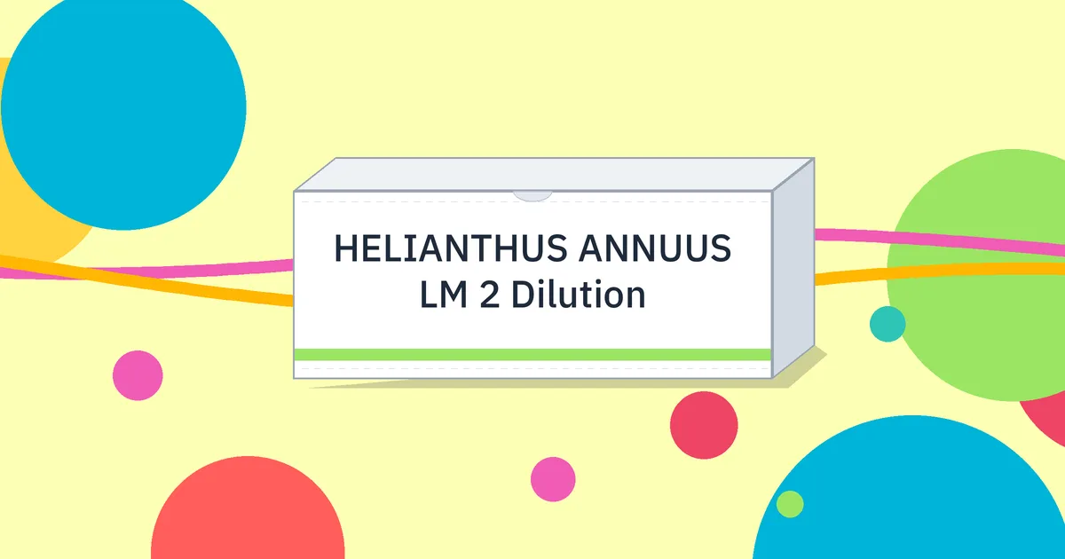 Symbolbild: Packung mit der Aufschrift HELIANTHUS ANNUUS LM 2 Dilution (PZN 12885676) – Verfügbarkeit und Bezug in Apotheken in Frankfurt am Main