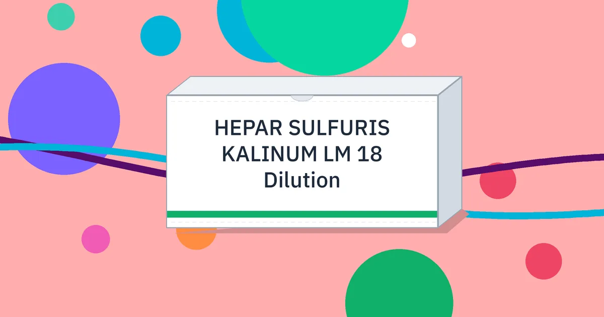 Symbolbild: Packung mit der Aufschrift HEPAR SULFURIS KALINUM LM 18 Dilution (PZN 12887942) – Verfügbarkeit und Bezug in Apotheken in Frankfurt am Main