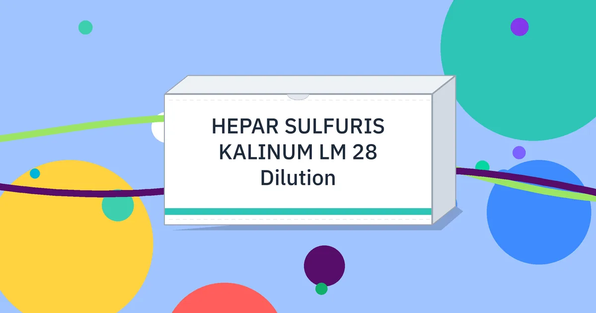 Symbolbild: Packung mit der Aufschrift HEPAR SULFURIS KALINUM LM 28 Dilution (PZN 12888060) – Verfügbarkeit und Bezug in Apotheken in Frankfurt am Main