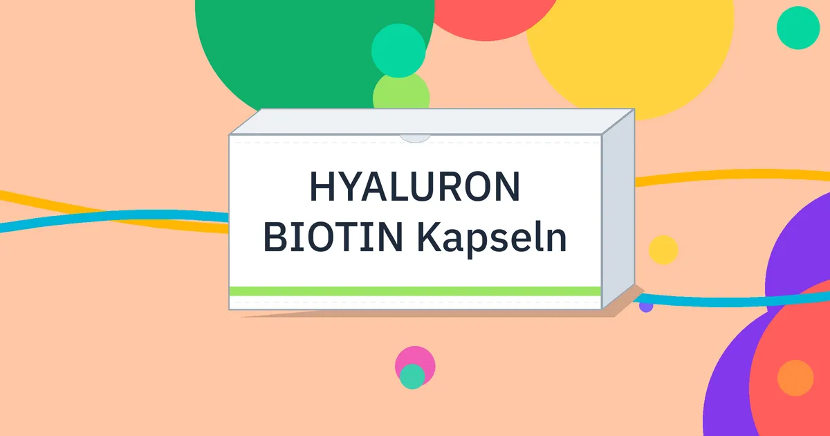 Symbolbild: Packung mit der Aufschrift HYALURON BIOTIN Kapseln (PZN 01471397) – Verfügbarkeit und Bezug in Apotheken in Frankfurt am Main