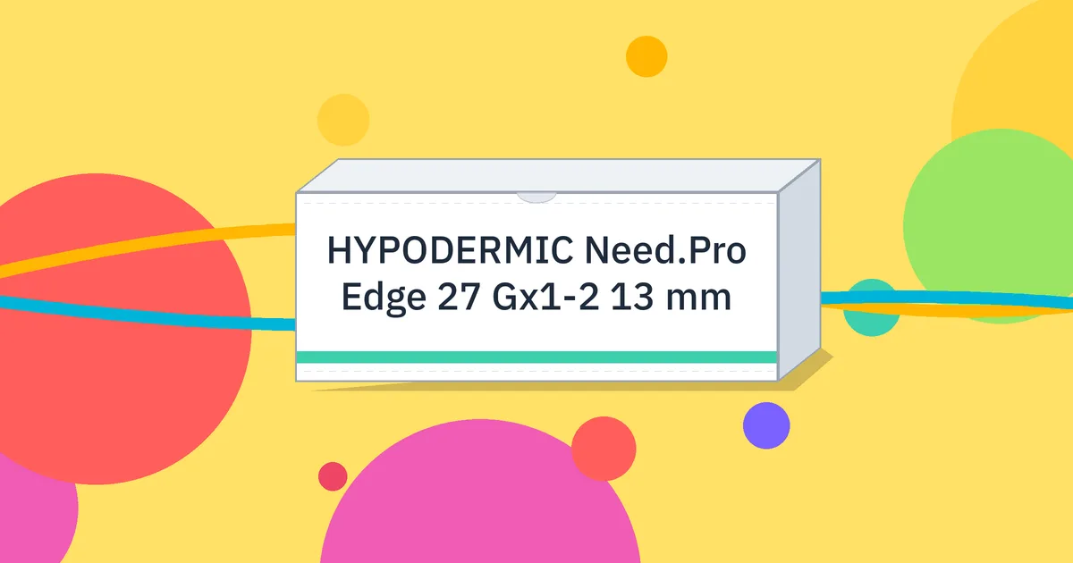 Symbolbild: Packung mit der Aufschrift HYPODERMIC Need.Pro Edge 27 Gx1-2 13 mm (PZN 06402840) – Verfügbarkeit und Bezug in Apotheken in Frankfurt am Main