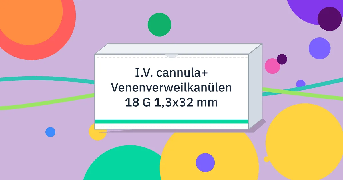 Symbolbild: Packung mit der Aufschrift I.V. cannula+ Venenverweilkanülen 18 G 1,3x32 mm (PZN 09103380) – Verfügbarkeit und Bezug in Apotheken in Frankfurt am Main
