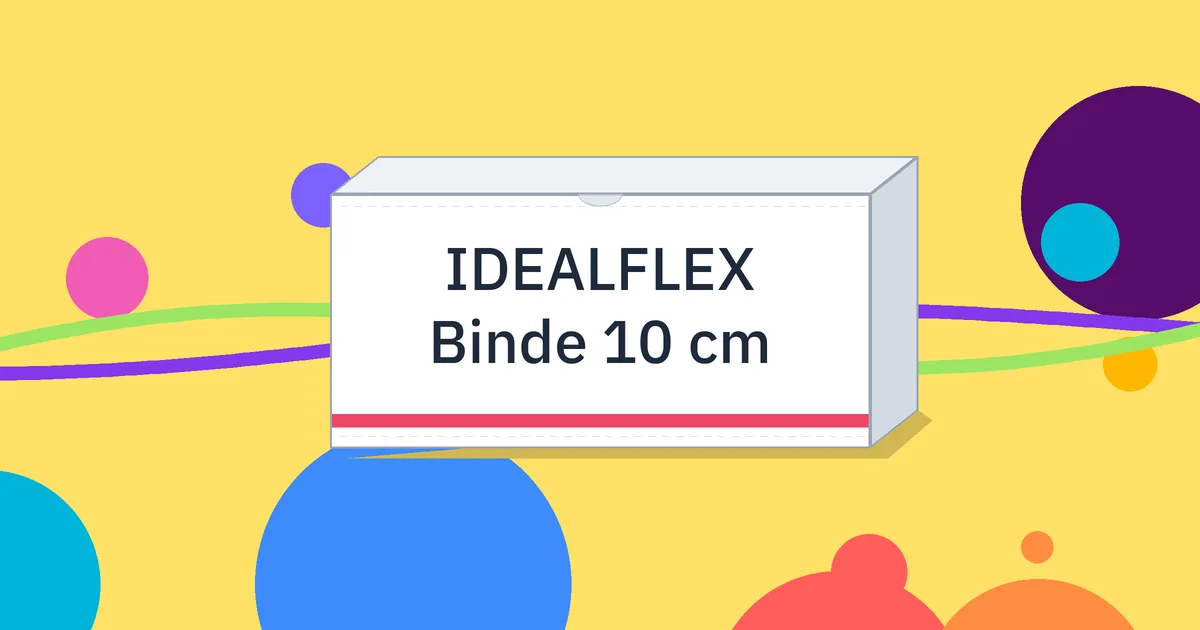 Symbolbild: Packung mit der Aufschrift IDEALFLEX Binde 10 cm (PZN 12593554) – Verfügbarkeit und Bezug in Apotheken in Frankfurt am Main