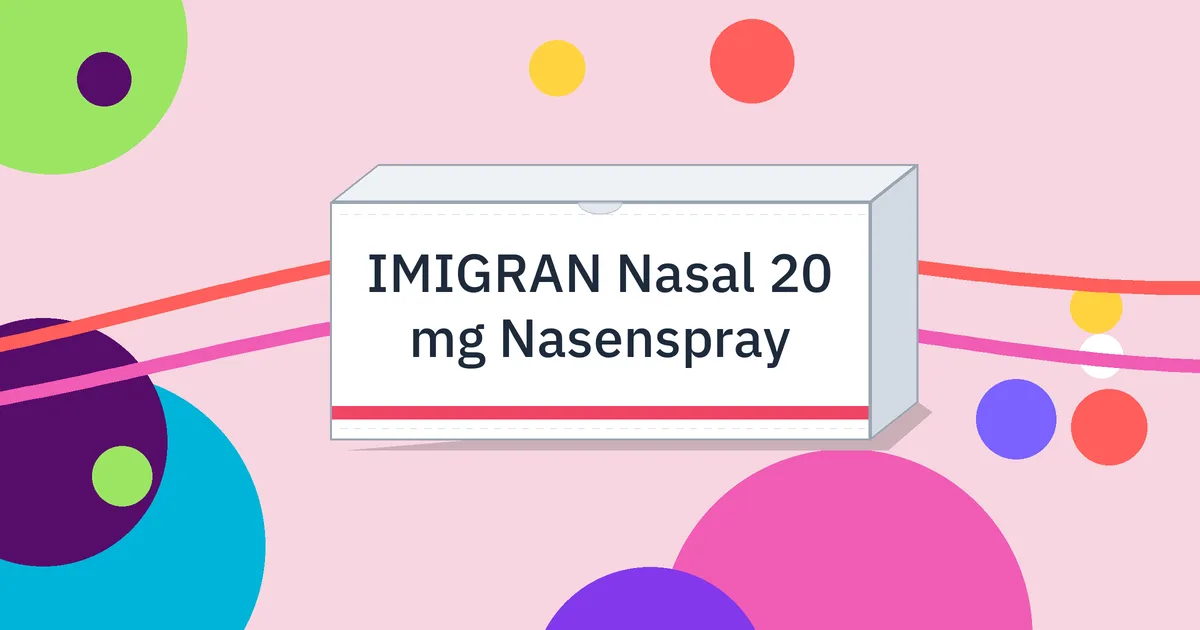 Symbolbild: Packung mit der Aufschrift IMIGRAN Nasal 20 mg Nasenspray (PZN 19521173) – Verfügbarkeit und Bezug in Apotheken in Frankfurt am Main