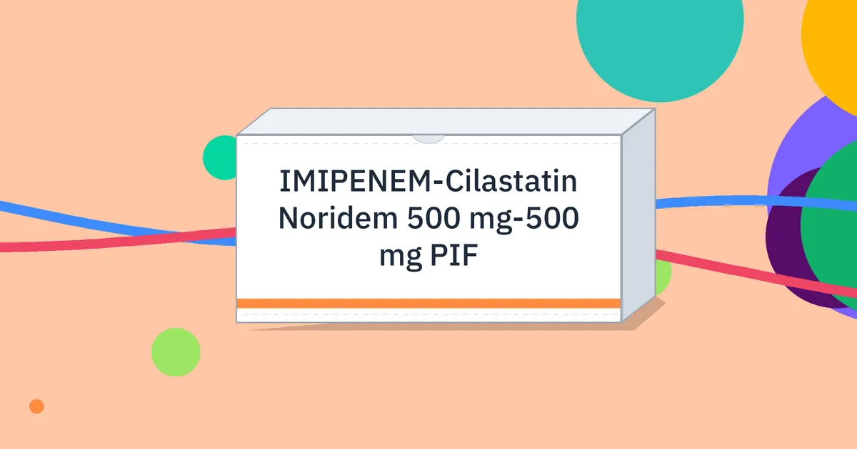 Symbolbild: Packung mit der Aufschrift IMIPENEM-Cilastatin Noridem 500 mg-500 mg PIF (PZN 10274454) – Verfügbarkeit und Bezug in Apotheken in Frankfurt am Main