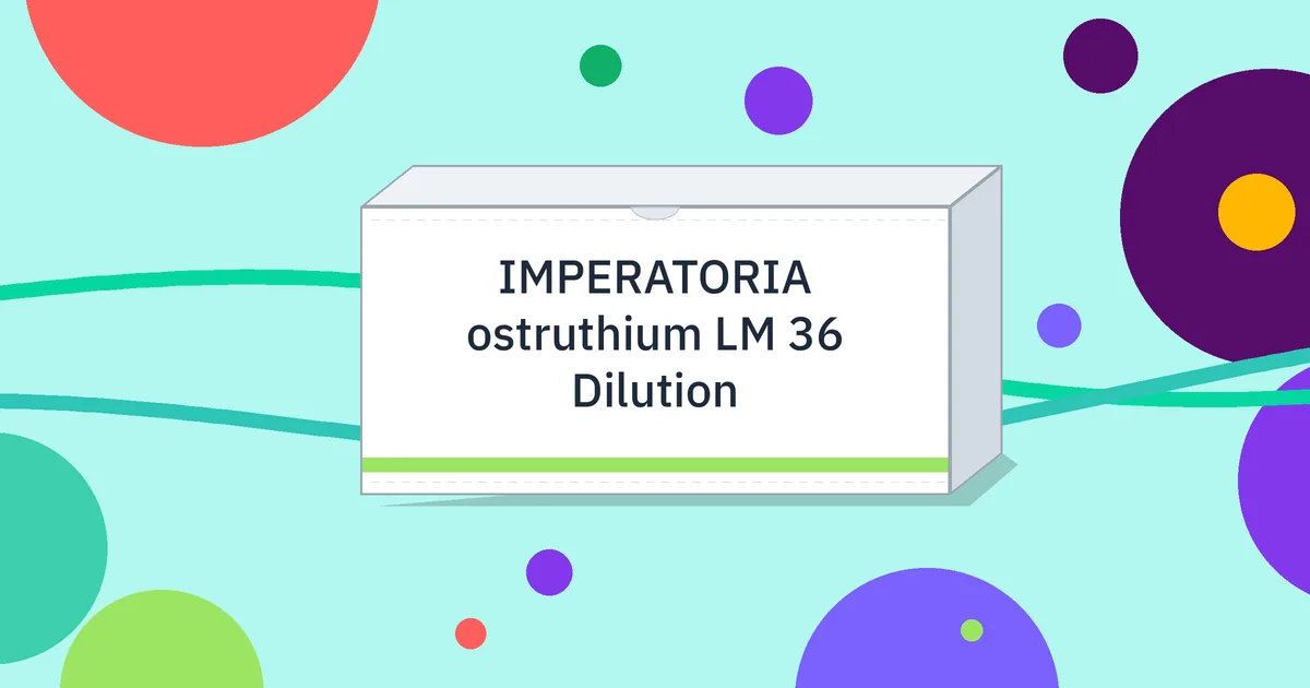 Symbolbild: Packung mit der Aufschrift IMPERATORIA ostruthium LM 36 Dilution (PZN 13559306) – Verfügbarkeit und Bezug in Apotheken in Frankfurt am Main
