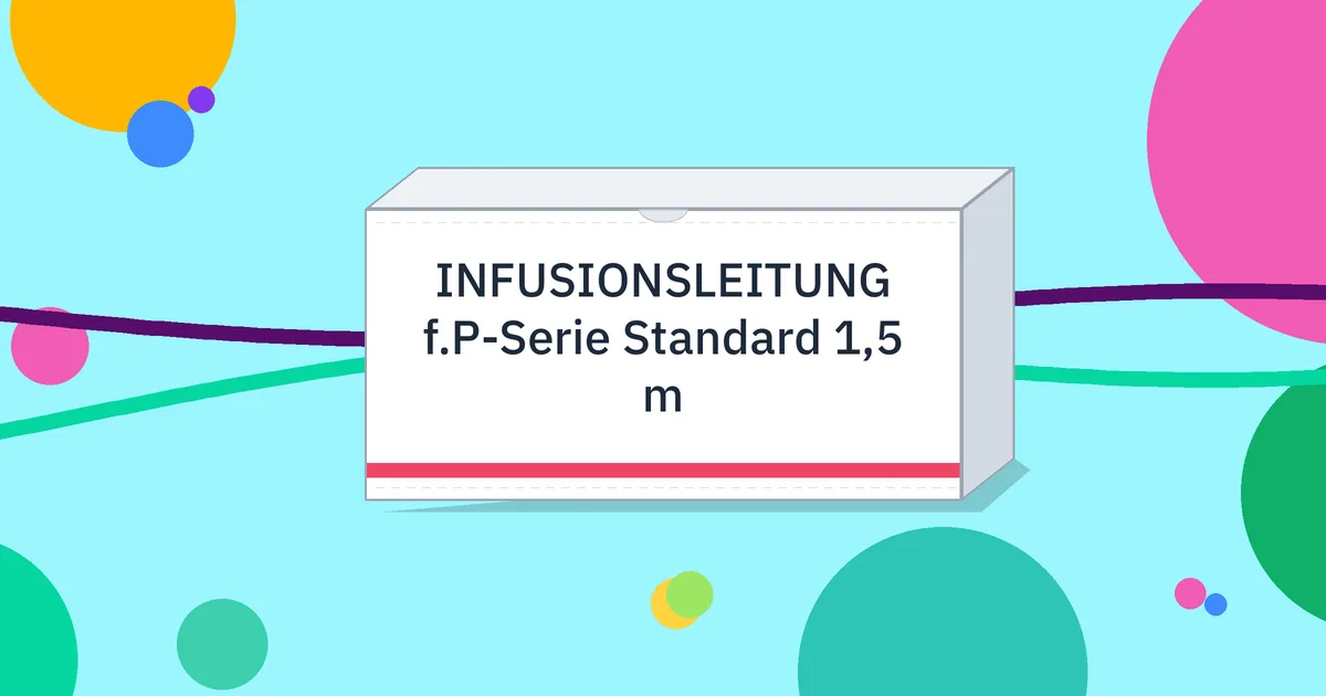 Symbolbild: Packung mit der Aufschrift INFUSIONSLEITUNG f.P-Serie Standard 1,5 m (PZN 00222723) – Verfügbarkeit und Bezug in Apotheken in Frankfurt am Main