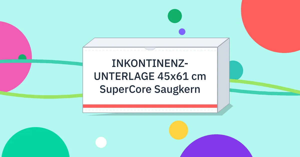 Symbolbild: Packung mit der Aufschrift INKONTINENZ-UNTERLAGE 45x61 cm SuperCore Saugkern (PZN 01553818) – Verfügbarkeit und Bezug in Apotheken in Frankfurt am Main
