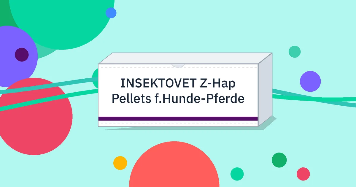 Symbolbild: Packung mit der Aufschrift INSEKTOVET Z-Hap Pellets f.Hunde-Pferde (PZN 20193656) – Verfügbarkeit und Bezug in Apotheken in Frankfurt am Main