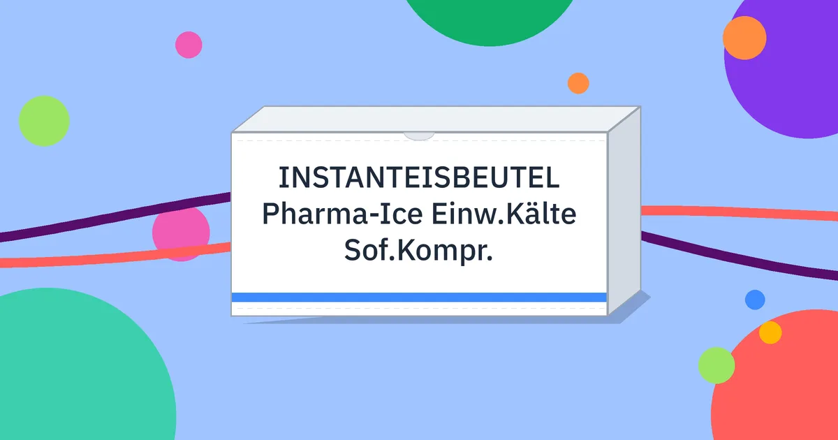 Symbolbild: Packung mit der Aufschrift INSTANTEISBEUTEL Pharma-Ice Einw.Kälte Sof.Kompr. (PZN 07567388) – Verfügbarkeit und Bezug in Apotheken in Frankfurt am Main