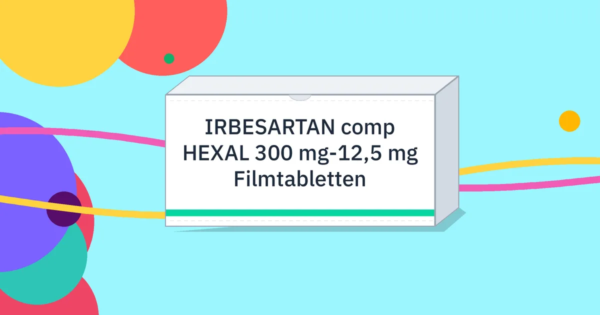 Symbolbild: Packung mit der Aufschrift IRBESARTAN comp HEXAL 300 mg-12,5 mg Filmtabletten (PZN 09672089) – Verfügbarkeit und Bezug in Apotheken in Frankfurt am Main