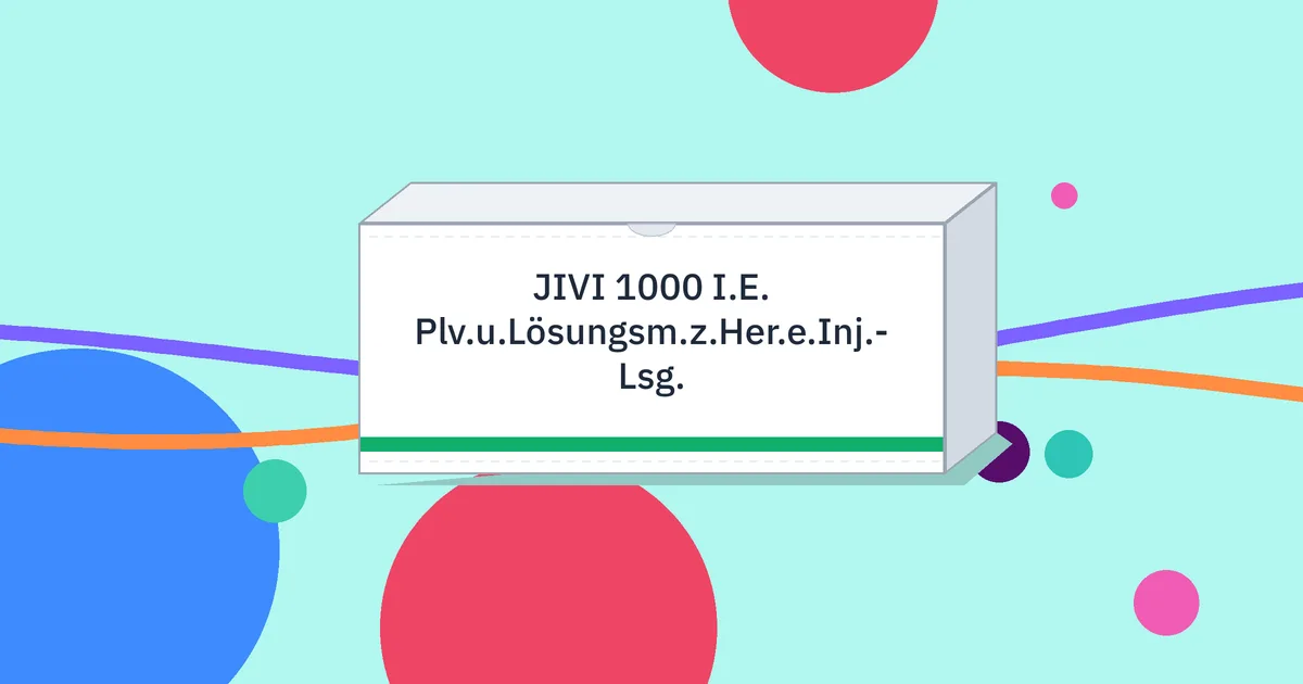 Symbolbild: Packung mit der Aufschrift JIVI 1000 I.E. Plv.u.Lösungsm.z.Her.e.Inj.-Lsg. (PZN 13708982) – Verfügbarkeit und Bezug in Apotheken in Frankfurt am Main