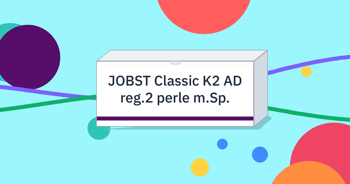 Symbolbild: Packung mit der Aufschrift JOBST Classic K2 AD reg.2 perle m.Sp. (PZN 10726057) – Verfügbarkeit und Bezug in Apotheken in Frankfurt am Main