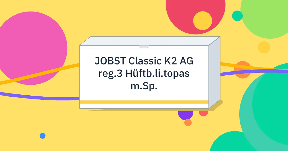 Symbolbild: Packung mit der Aufschrift JOBST Classic K2 AG reg.3 Hüftb.li.topas m.Sp. (PZN 13066029) – Verfügbarkeit und Bezug in Apotheken in Frankfurt am Main