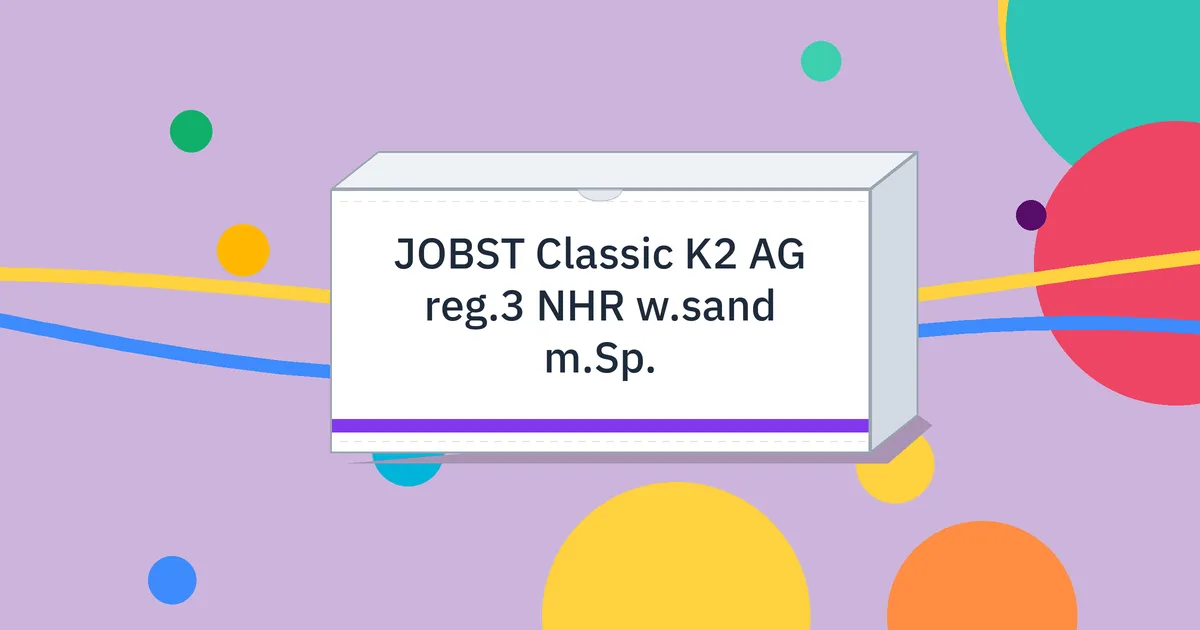 Symbolbild: Packung mit der Aufschrift JOBST Classic K2 AG reg.3 NHR w.sand m.Sp. (PZN 10727418) – Verfügbarkeit und Bezug in Apotheken in Frankfurt am Main