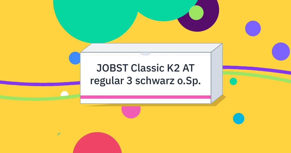 Symbolbild: Packung mit der Aufschrift JOBST Classic K2 AT regular 3 schwarz o.Sp. (PZN 11275906) – Verfügbarkeit und Bezug in Apotheken in Frankfurt am Main