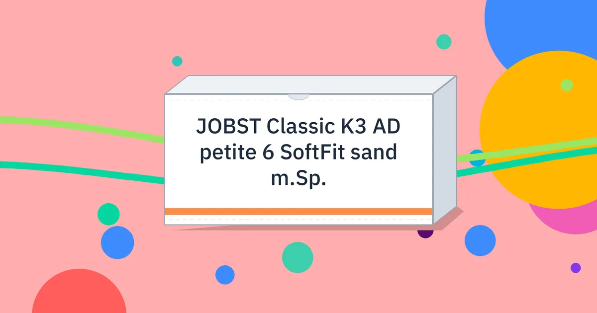 Symbolbild: Packung mit der Aufschrift JOBST Classic K3 AD petite 6 SoftFit sand m.Sp. (PZN 14223399) – Verfügbarkeit und Bezug in Apotheken in Frankfurt am Main