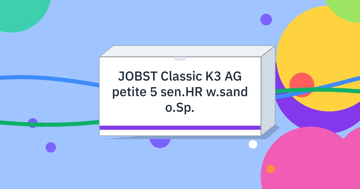 Symbolbild: Packung mit der Aufschrift JOBST Classic K3 AG petite 5 sen.HR w.sand o.Sp. (PZN 17956725) – Verfügbarkeit und Bezug in Apotheken in Frankfurt am Main