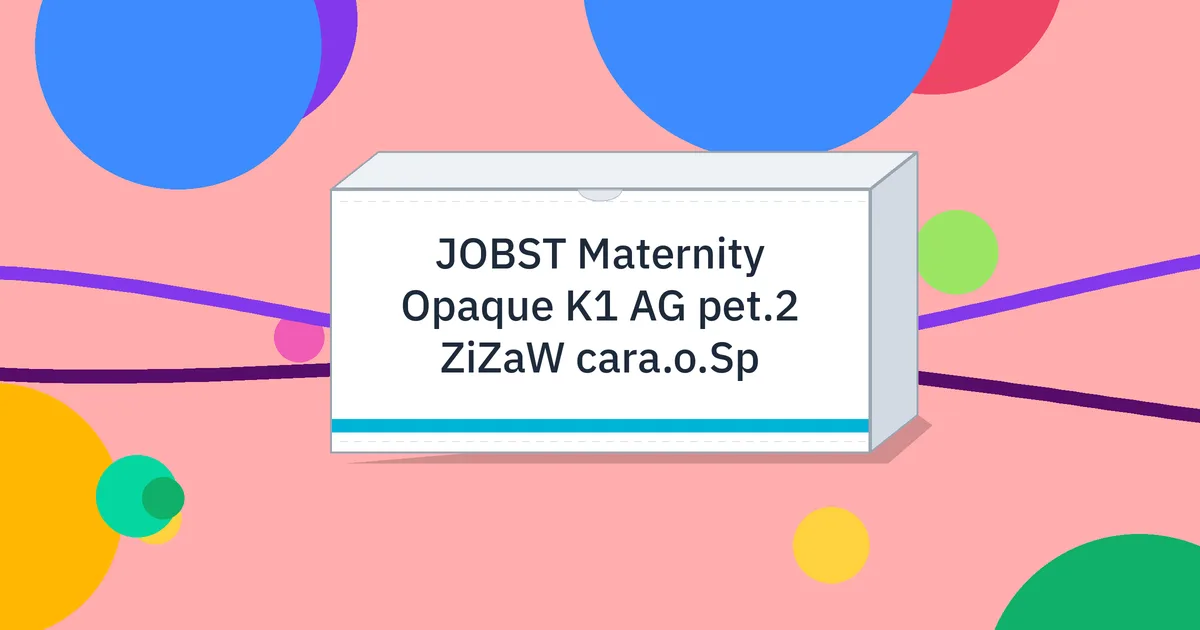 Symbolbild: Packung mit der Aufschrift JOBST Maternity Opaque K1 AG pet.2 ZiZaW cara.o.Sp (PZN 15850342) – Verfügbarkeit und Bezug in Apotheken in Frankfurt am Main