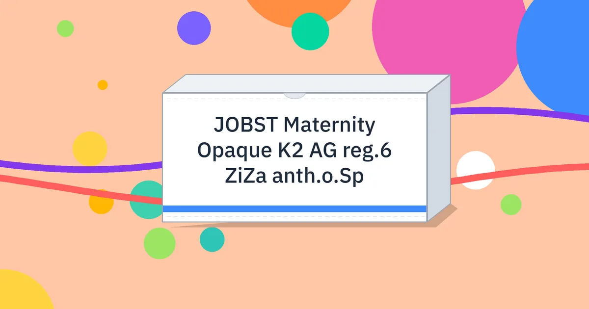 Symbolbild: Packung mit der Aufschrift JOBST Maternity Opaque K2 AG reg.6 ZiZa anth.o.Sp (PZN 15855813) – Verfügbarkeit und Bezug in Apotheken in Frankfurt am Main