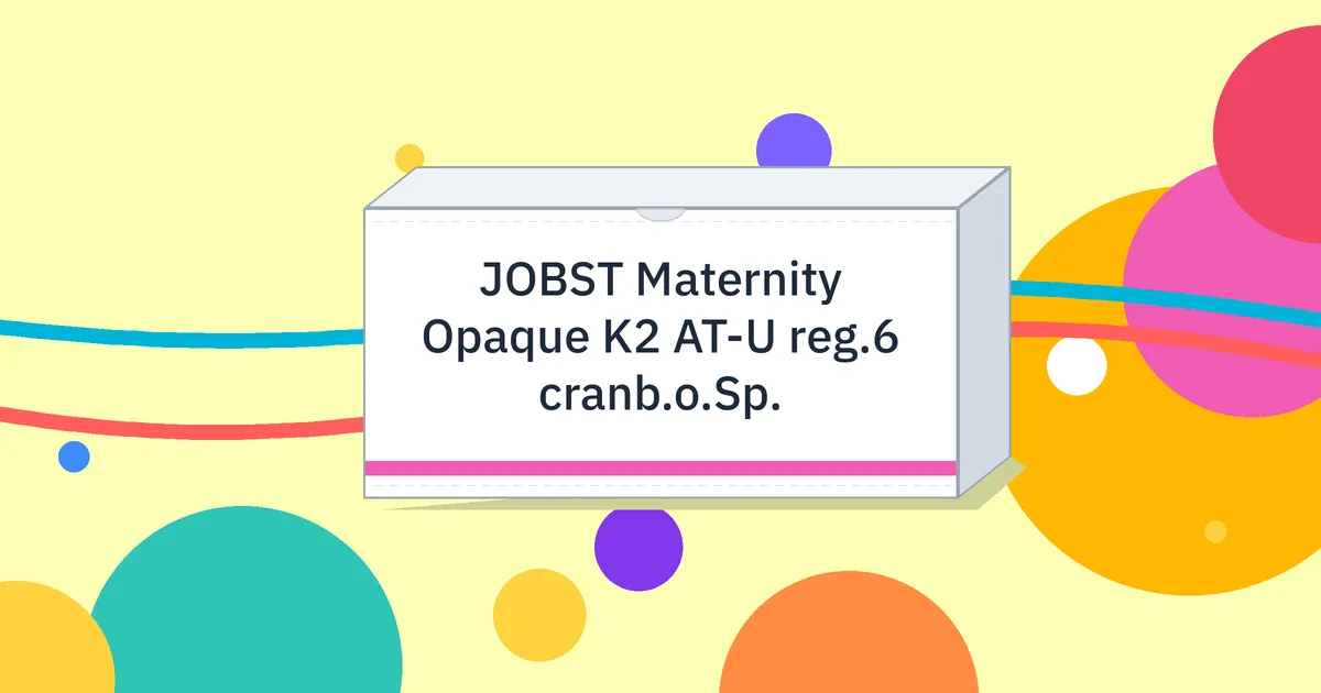Symbolbild: Packung mit der Aufschrift JOBST Maternity Opaque K2 AT-U reg.6 cranb.o.Sp. (PZN 15858800) – Verfügbarkeit und Bezug in Apotheken in Frankfurt am Main